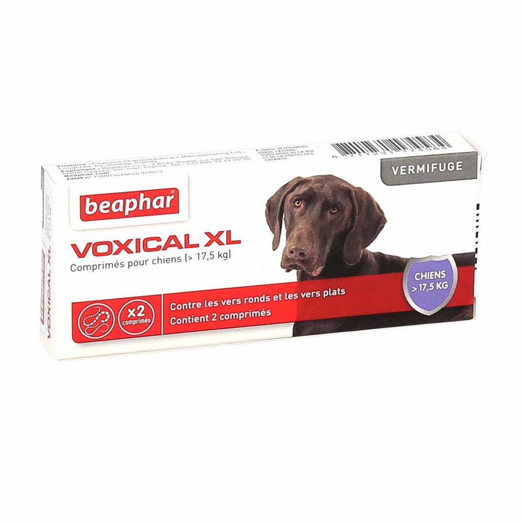 Beaphar Voxical XL Vermifuge Chiens + de 17,5kg, boite de 2 comprimés ...