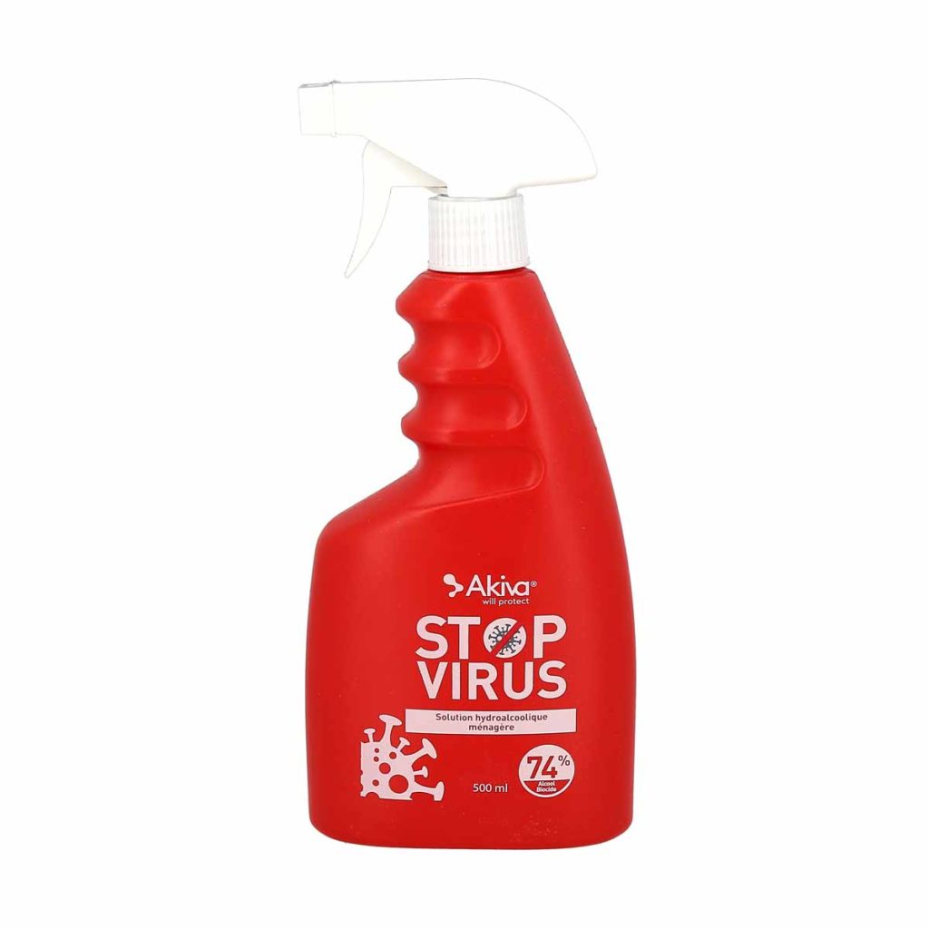 Akiva Stop Virus Solution Hydroalcoolique Ménagère, spray de 500ml - La ...