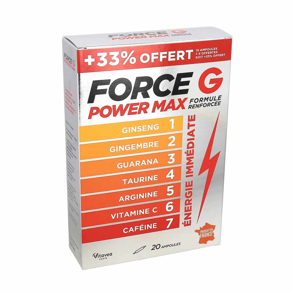 Force G Power Max Nutrisante, boite de 20 ampoules - La Pharmacie de Pierre