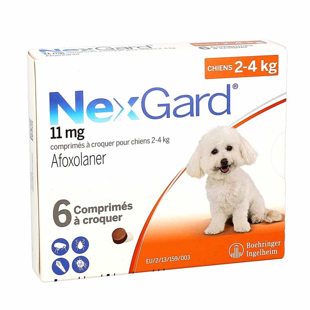 Nexgard Chien 11mg (2-4kg) comprimés à croquer, boîte de 6 comprimés ...
