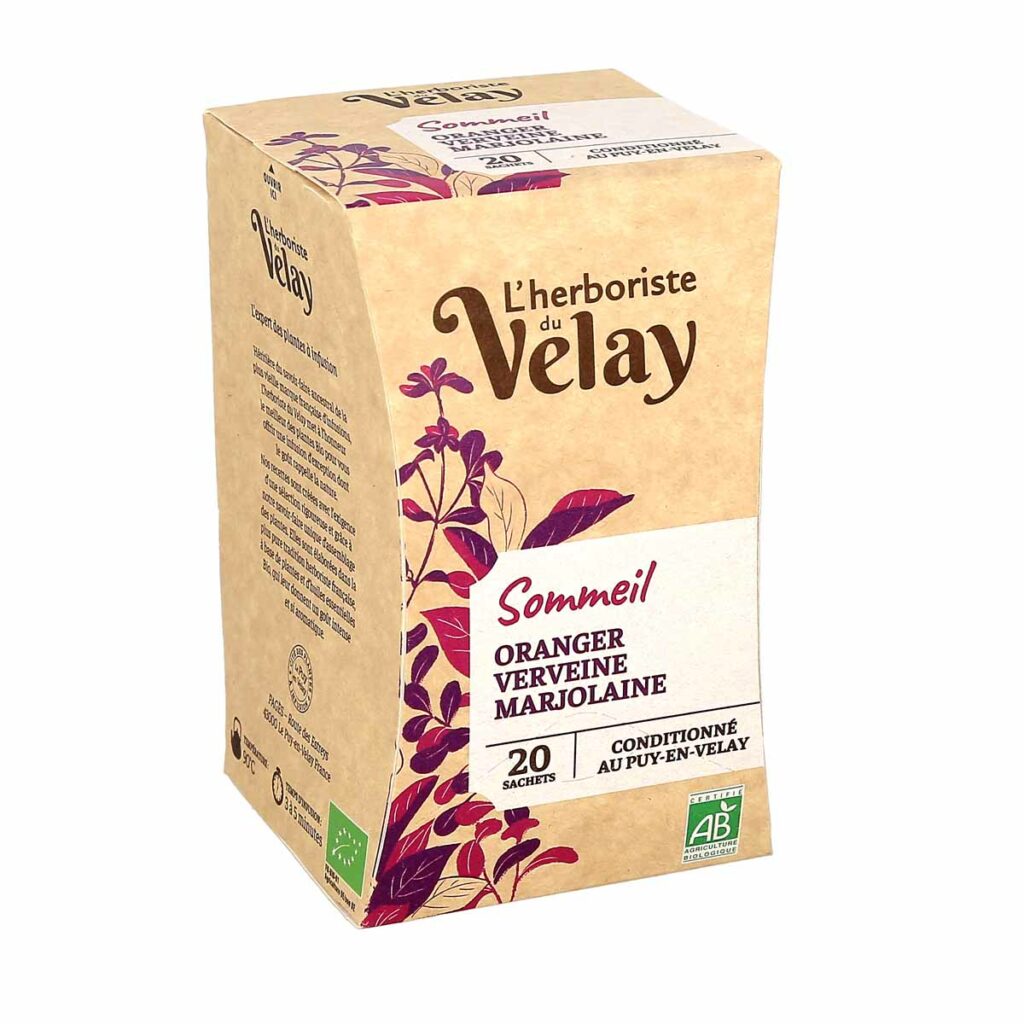 L'Herboriste du Velay Infusion Bio fleur et feuille d'Oranger Marjolaine - Sommeil 20 sachets ...