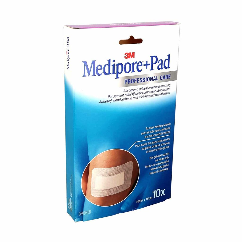 3M Pansements adhésif avec compresse absorbante 10cm x 15cm x 10 ...