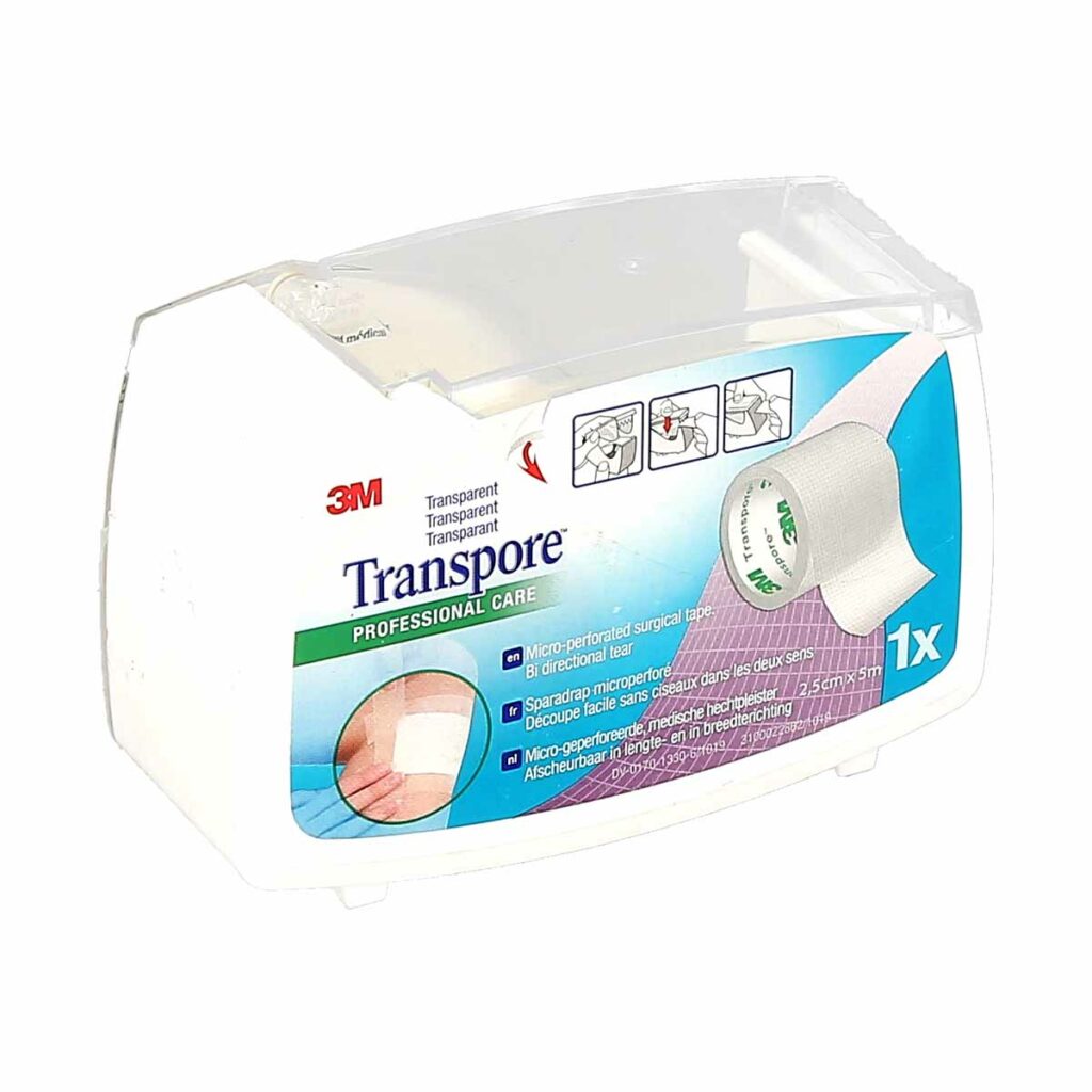 Sparadrap Microperfore Transparent 2,5cmx5m Transpore Découpe facile 3M ...