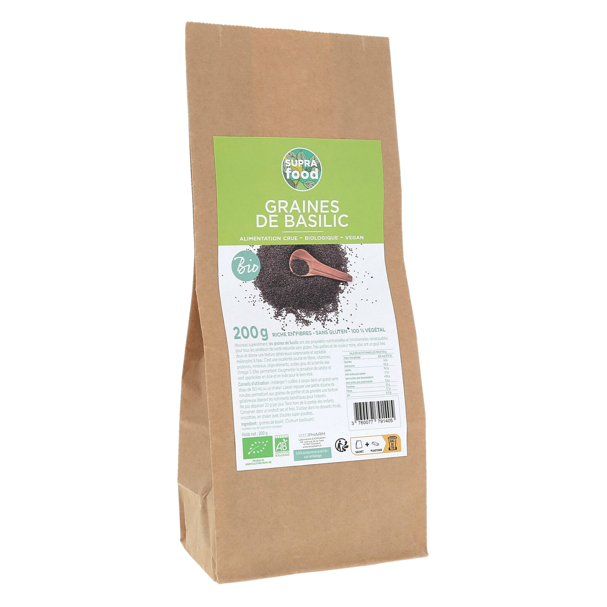 Supra Food Graines de Basilic Bio, 1 sachet de 200g - La Pharmacie de ...