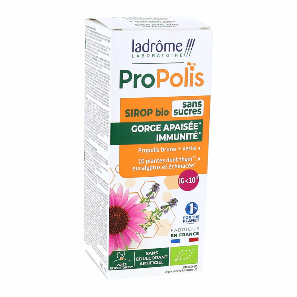 Ladrôme ProPolis Sirop Bio Sans sucres, Gorge Apaisée/Immunité, flacon ...